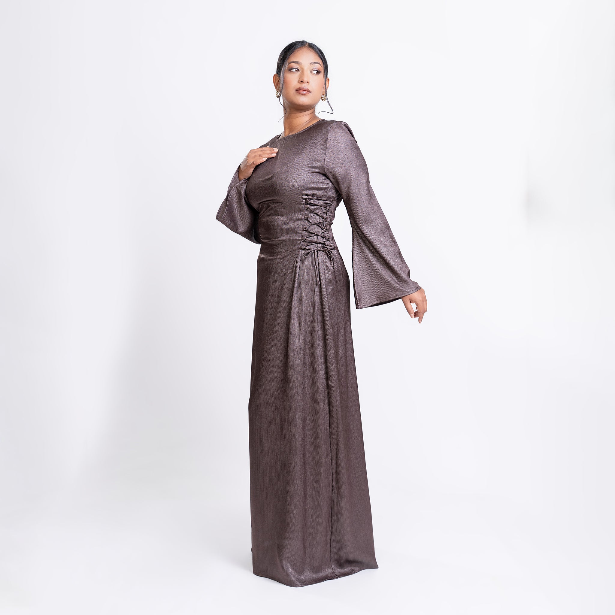 Ash shimmer side-lace maxi – ISMA